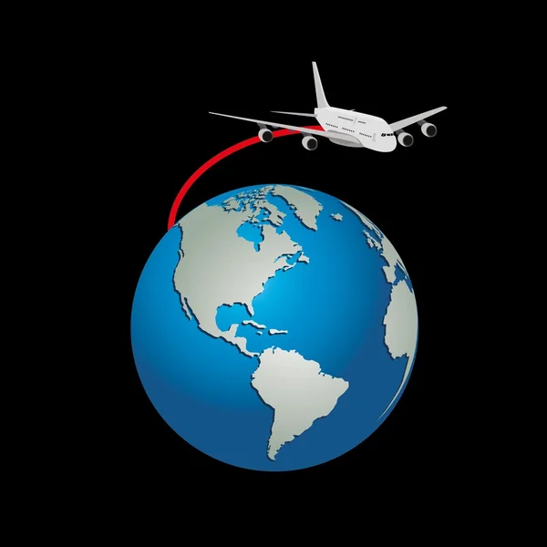 Plane flying over the globe — Stock Photo © rottenman #5792093