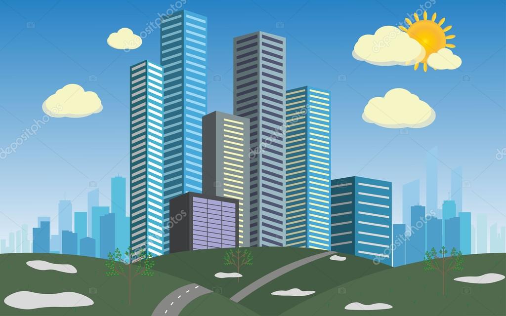 Spring city landscape Stock Illustration by ©sasha_zerg #72830607