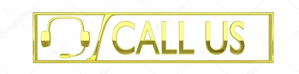 Glossy gold call us icon, isolated on white background Stock Photo by ...