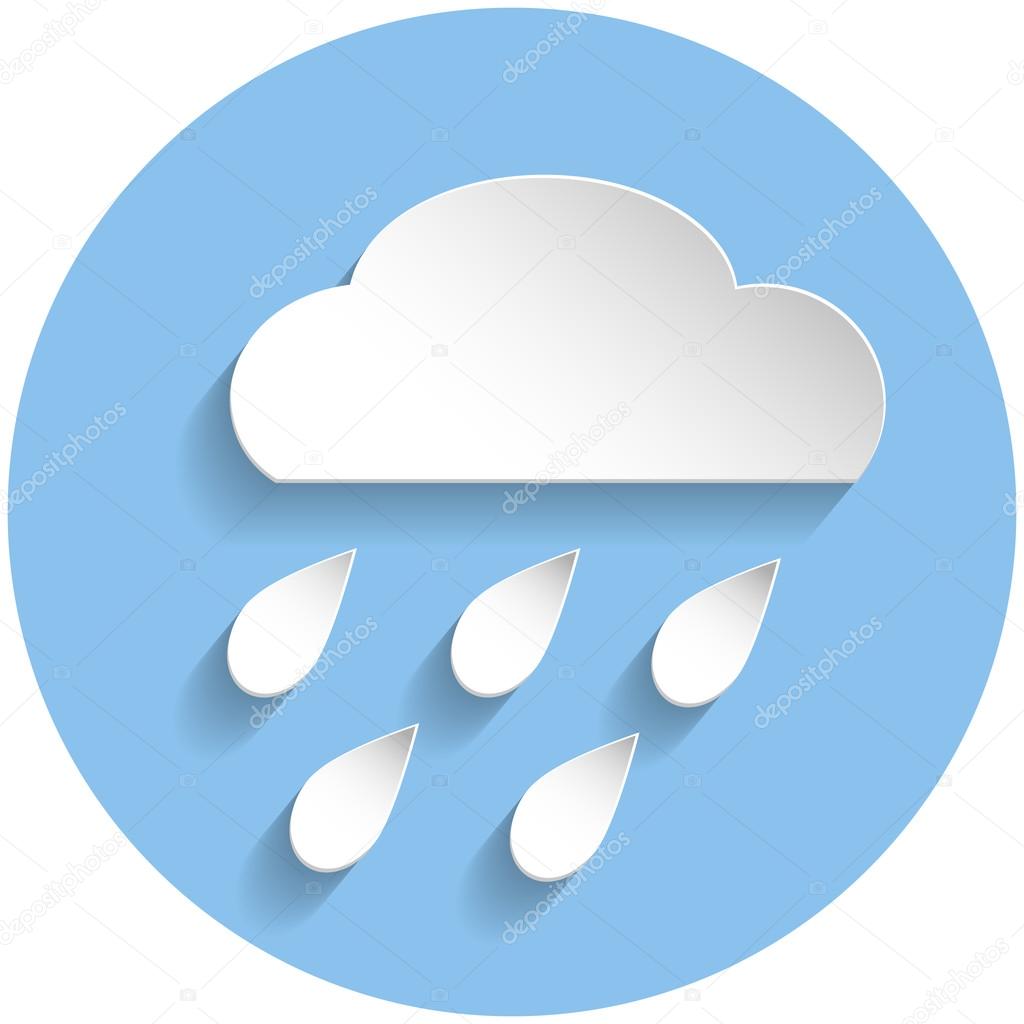 Icono de nube de lluvia, estilo de papel 2025