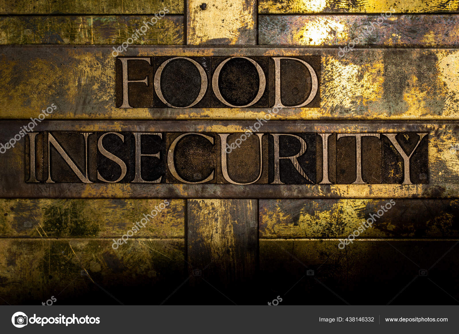 Food Insecurity Text Vintage Textured Grunge Copper Gold Background ...