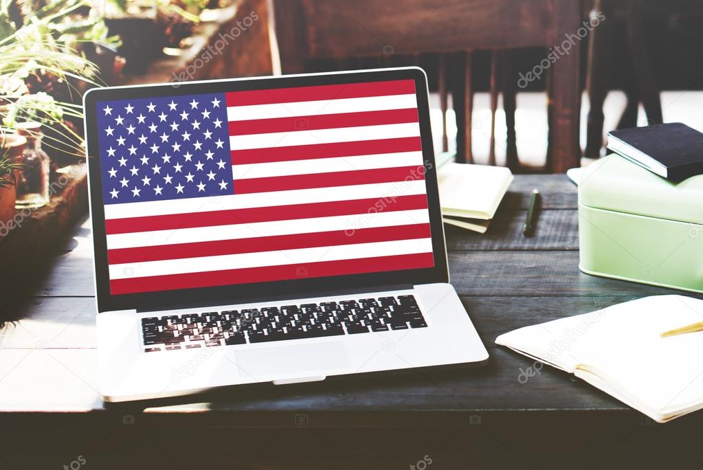 Computer screen with American Flag Stock Photo by ©Rawpixel 100338334