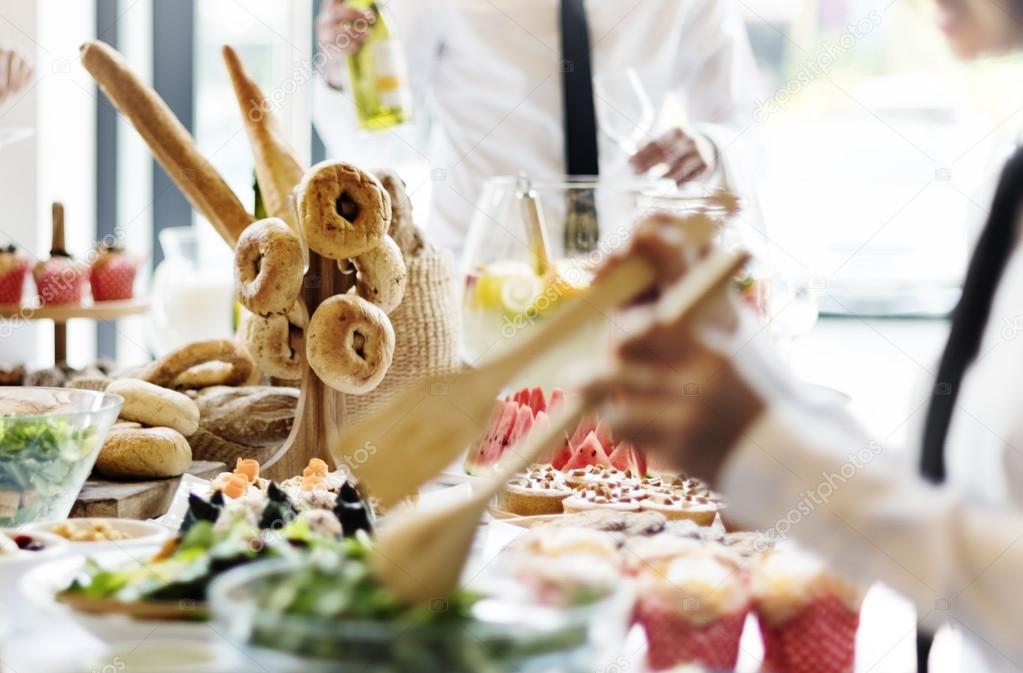 Staff serves buffet table — Stock Photo © Rawpixel #101023884