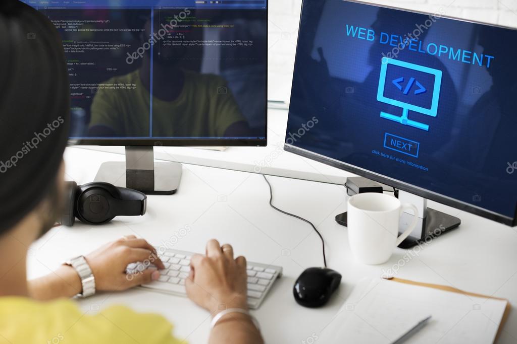 Computer with web development on monitor — Stock Photo © Rawpixel ...
