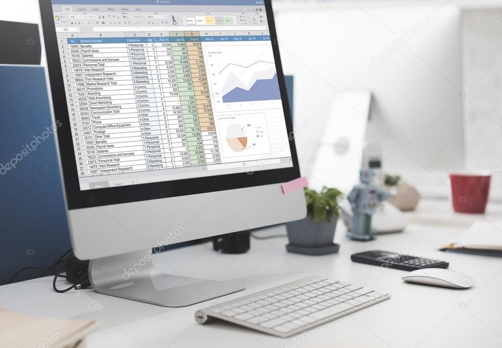 Workplace with computer in office Stock Photo by ©Rawpixel 102498302