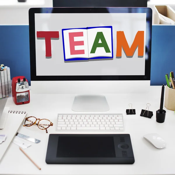 Team on monitor computer - Stock Image - Everypixel