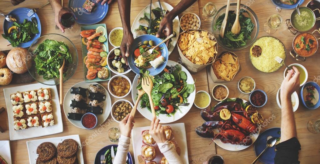 Friends eating for big table Stock Photo by ©Rawpixel 104628898