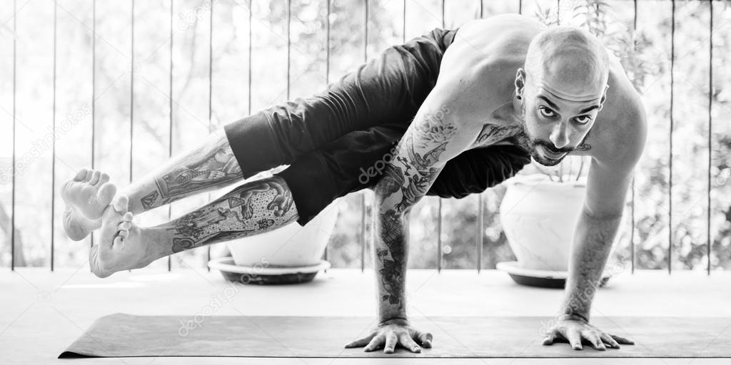 Man Practicing Pose Yoga Stock Photo by ©Rawpixel 105665200