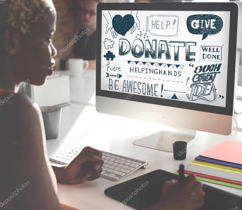 Computer with donate on monitor — Stock Photo © Rawpixel #106405308
