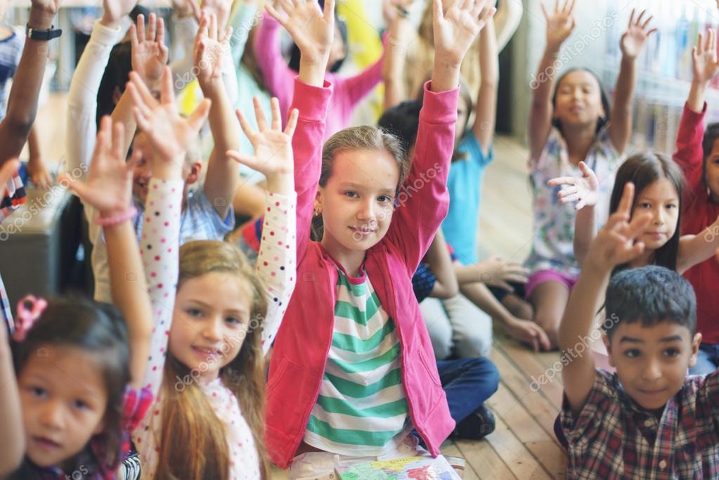 Children With Arms Raised — Stock Photo © Rawpixel #107824438
