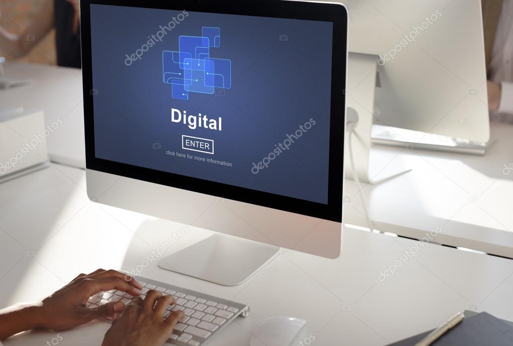 Man using computer and Digital Concept — Stock Photo © Rawpixel #108931356