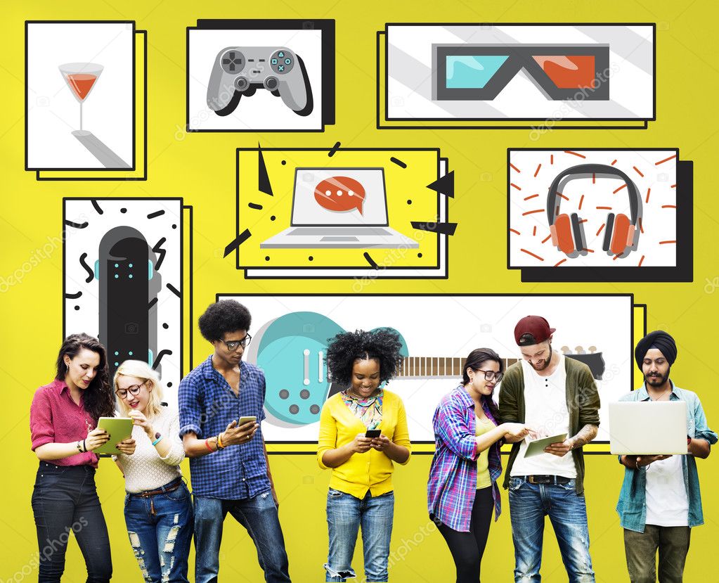 Diversity group of people using digital devices — Stock Photo ...