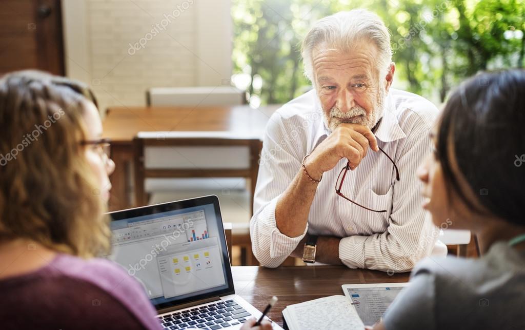 Professor with students at meeting Stock Photo by ©Rawpixel 113243794