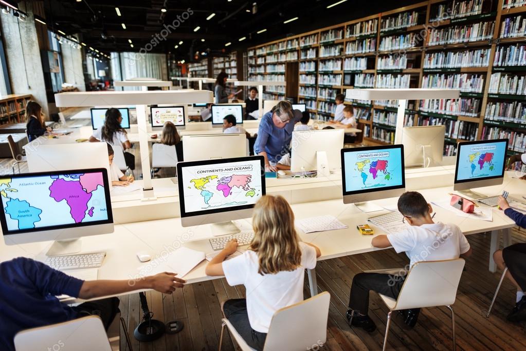 Group of children studying in library Stock Photo by ©Rawpixel 113247022