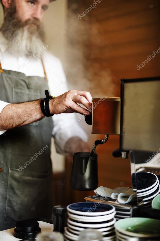 Barista Making Coffee in cafe — Stock Photo © Rawpixel #114007160