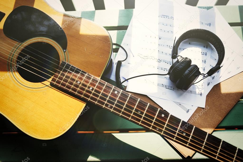 Guitar Music Note Paper Concept — Stock Photo © Rawpixel #115877138