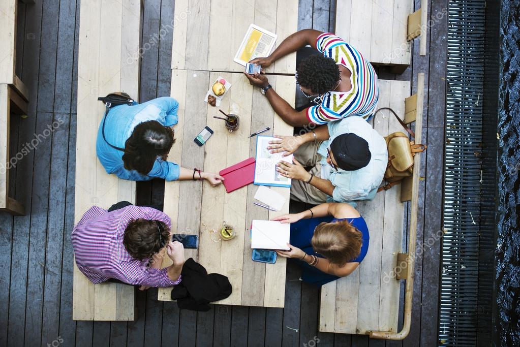 Friends Meeting and discussing ideas — Stock Photo © Rawpixel #116800472