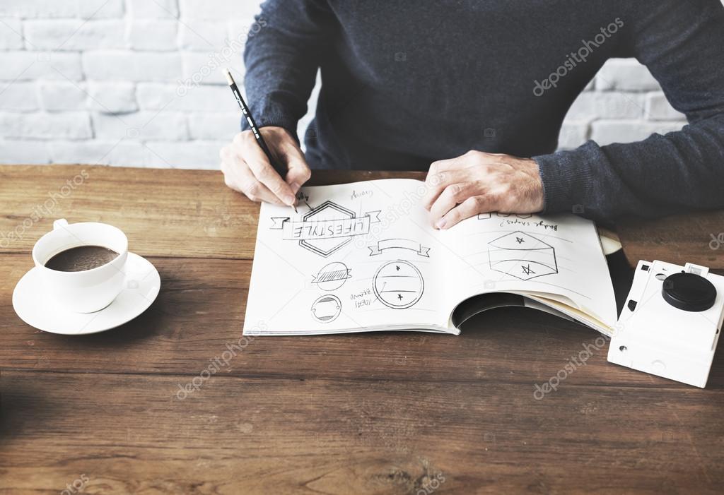 Man drawing in design studio — Stock Photo © Rawpixel #117573630