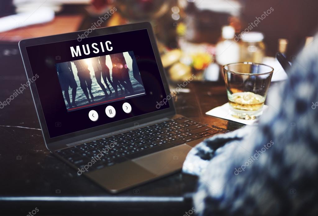 Laptop with text on screen: Music — Stock Photo © Rawpixel #119275012