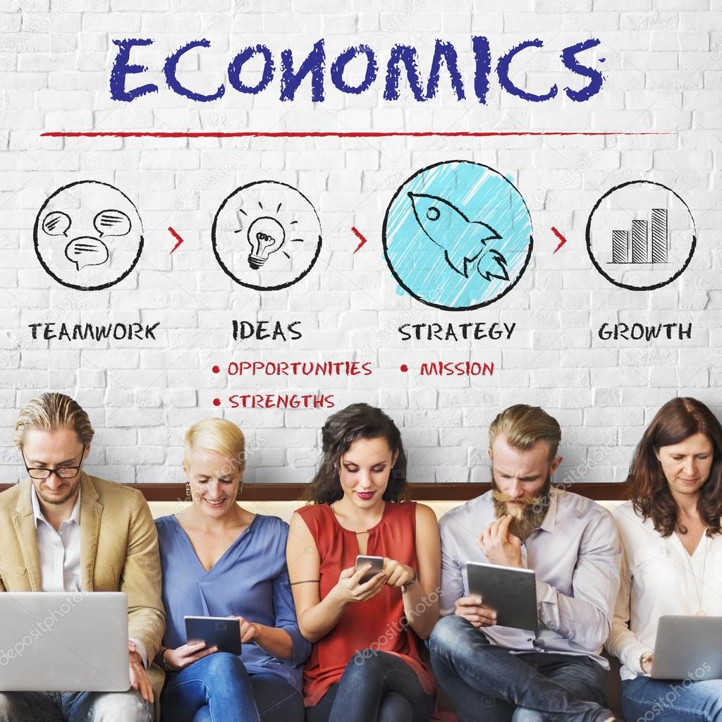 People sit with devices and Economics — Stock Photo © Rawpixel #120735488