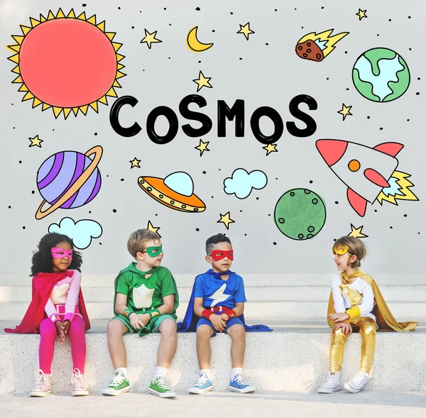 Superhero Kids playing together Stock Illustration by ©Rawpixel #119112870