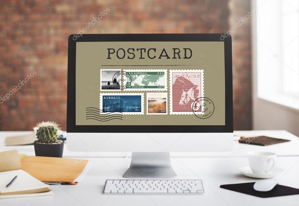 Computer monitor on workplace table — Stock Photo © Rawpixel #121221838