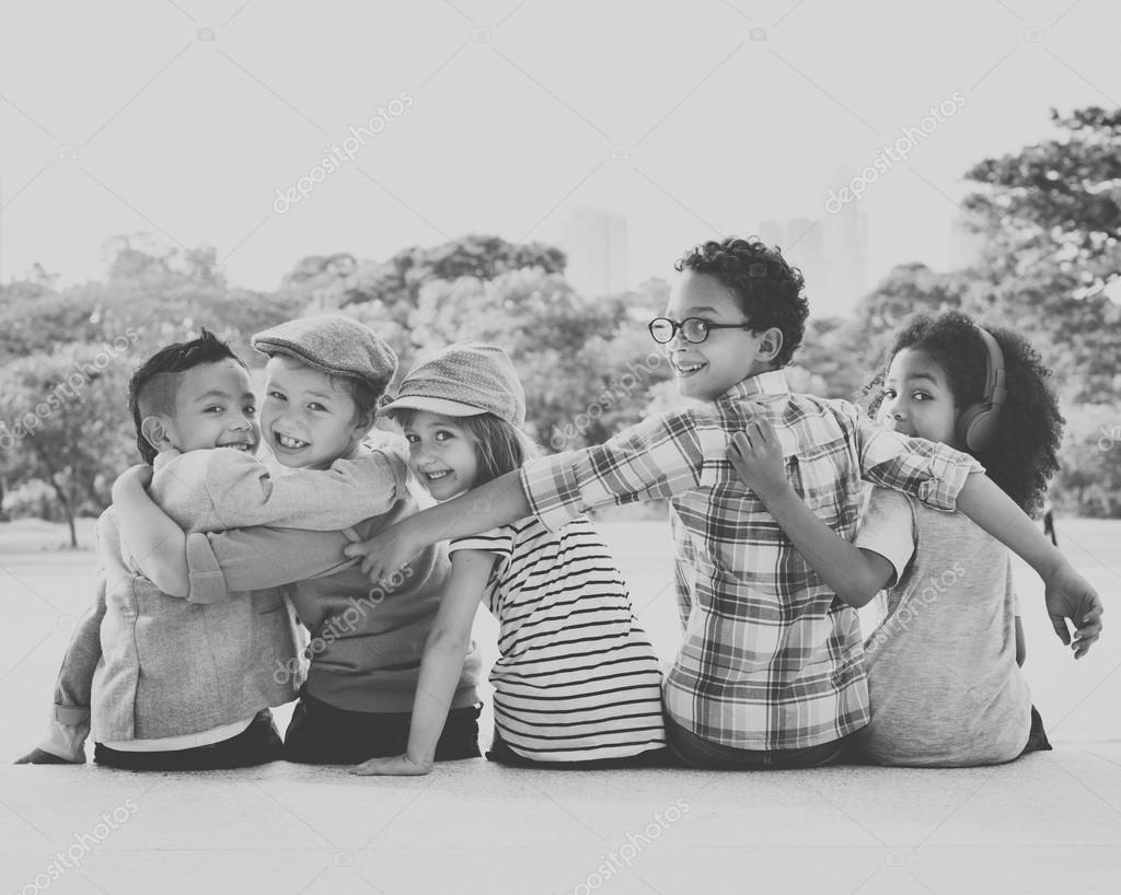 Group of children sitting back Stock Photo by ©Rawpixel 122056224