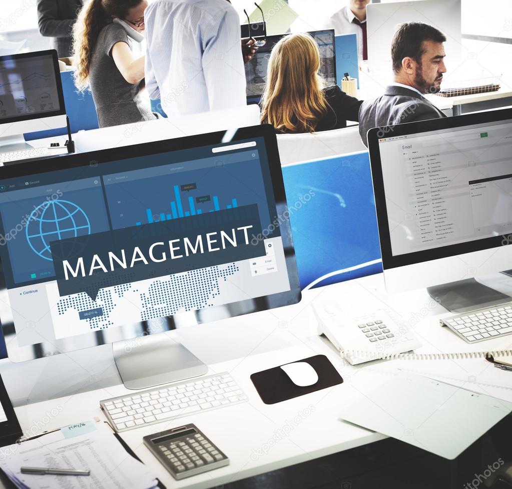 Computer monitors with Management — Stock Photo © Rawpixel #125544420