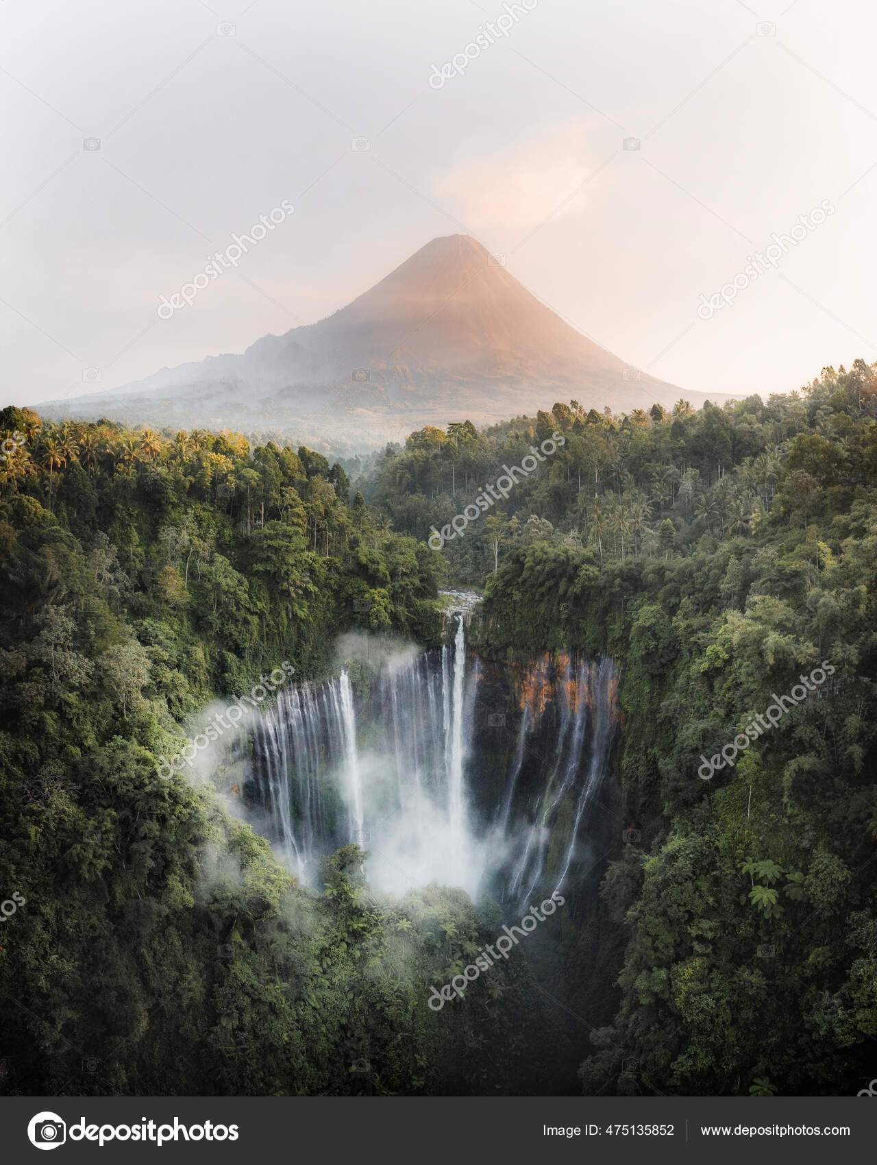 View Mount Bromo Tumpak Sewu Waterfalls Indonesia — Stock Photo © Rawpixel #475135852