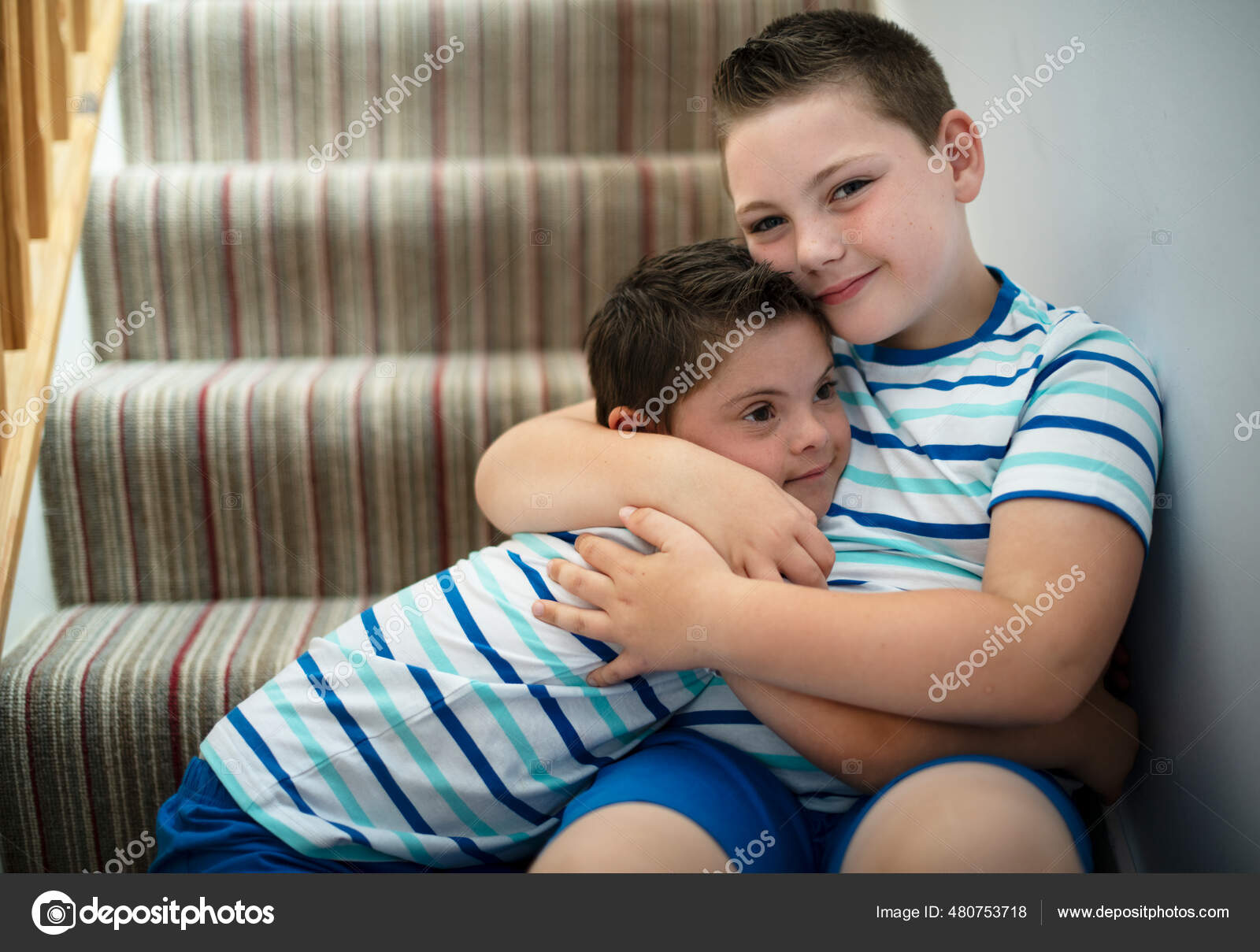 Brothers Hugging Stairs Stock Photo by ©Rawpixel 480753718