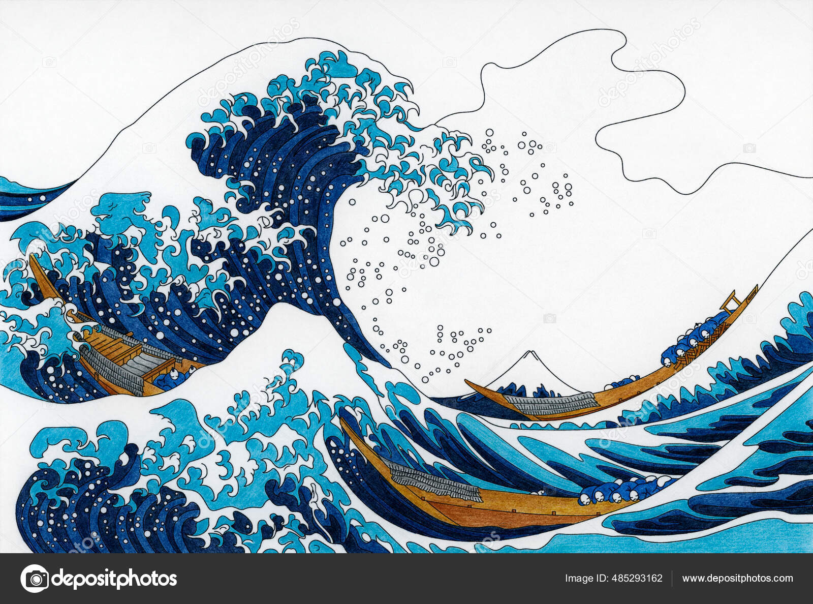 Great Wave Kanagawa 1829 Ndash 1833 Katsushika Hokusai Adult Coloring ...