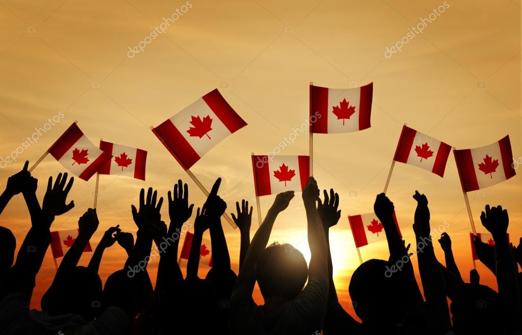Waving Canadian Flags