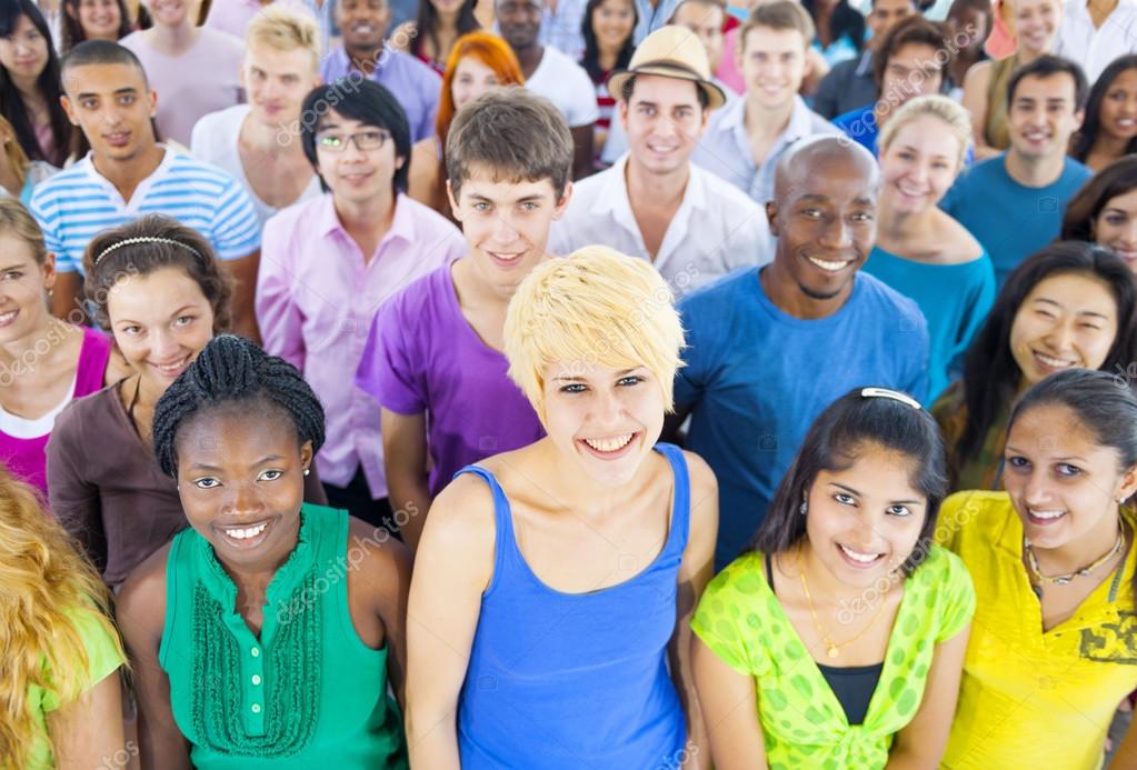 Crowd Looking At Camera