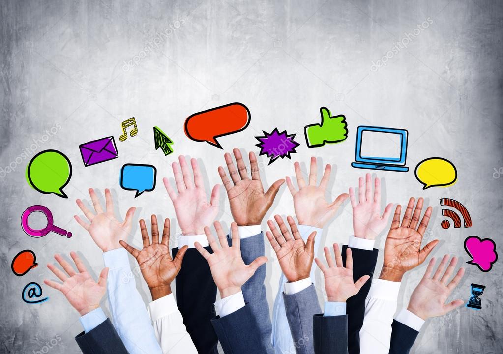 Hands raised with icons Stock Photo by ©Rawpixel 63075163