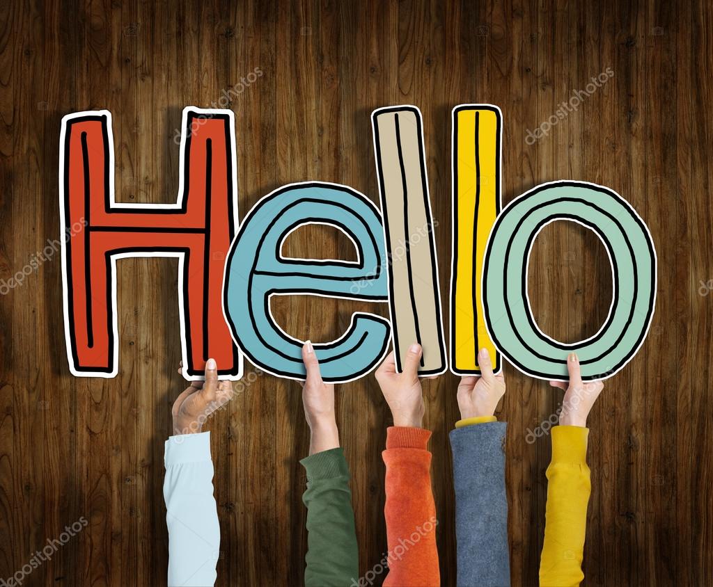 Hands Holding Word Hello Stock Photo by ©Rawpixel 71631613
