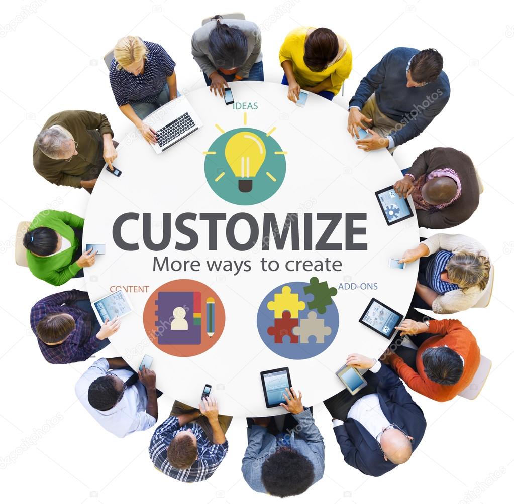 Customize Ideas Identity Individuality Innovation Personalize — Stock ...