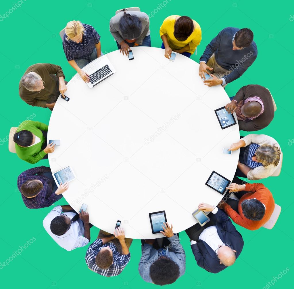 Diverse Group Of People Around Table Stock Photo, Picture, 46% OFF