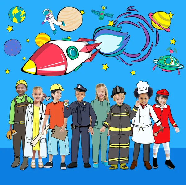 Beautiful Children and Dream Jobs Occupations Stock Illustration by ...