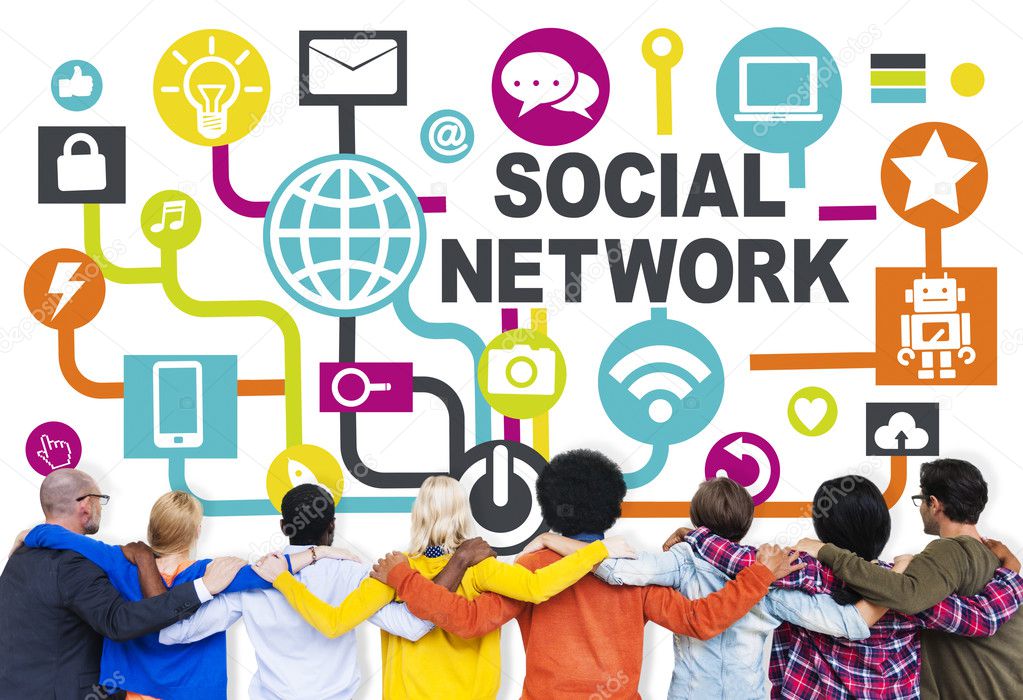Group of people and Global Social Media Networking — Stock Photo ...