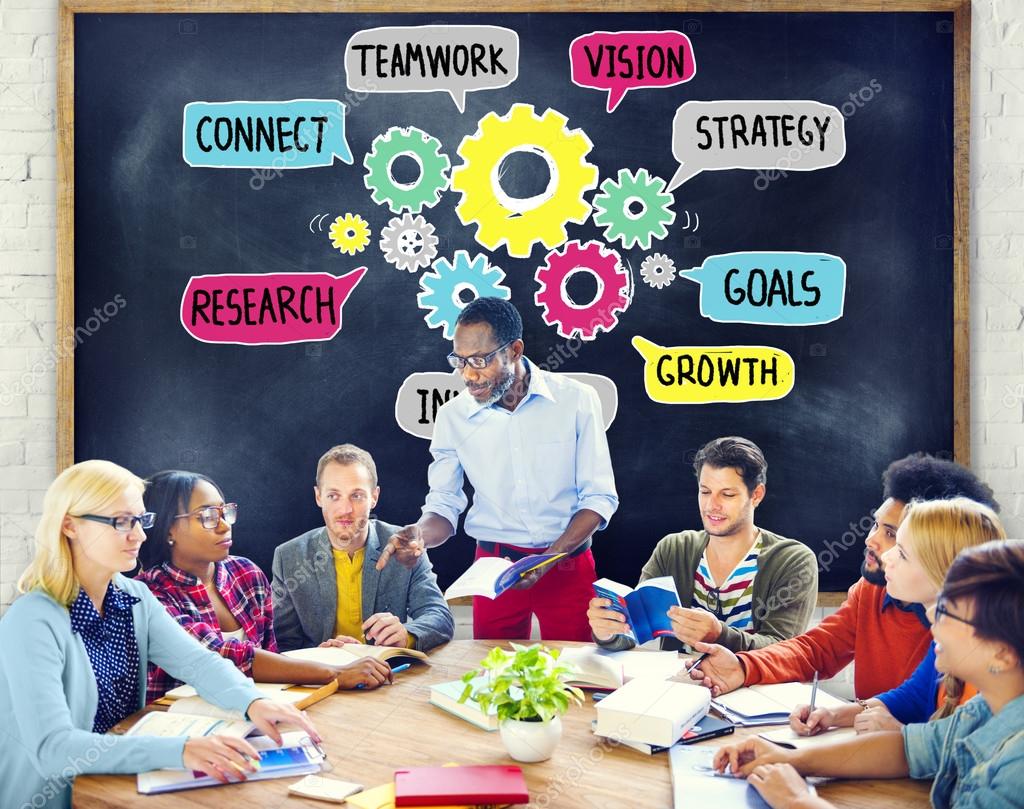 Trabajo en equipo Connect Strategy Visión Concept — Foto de stock ...