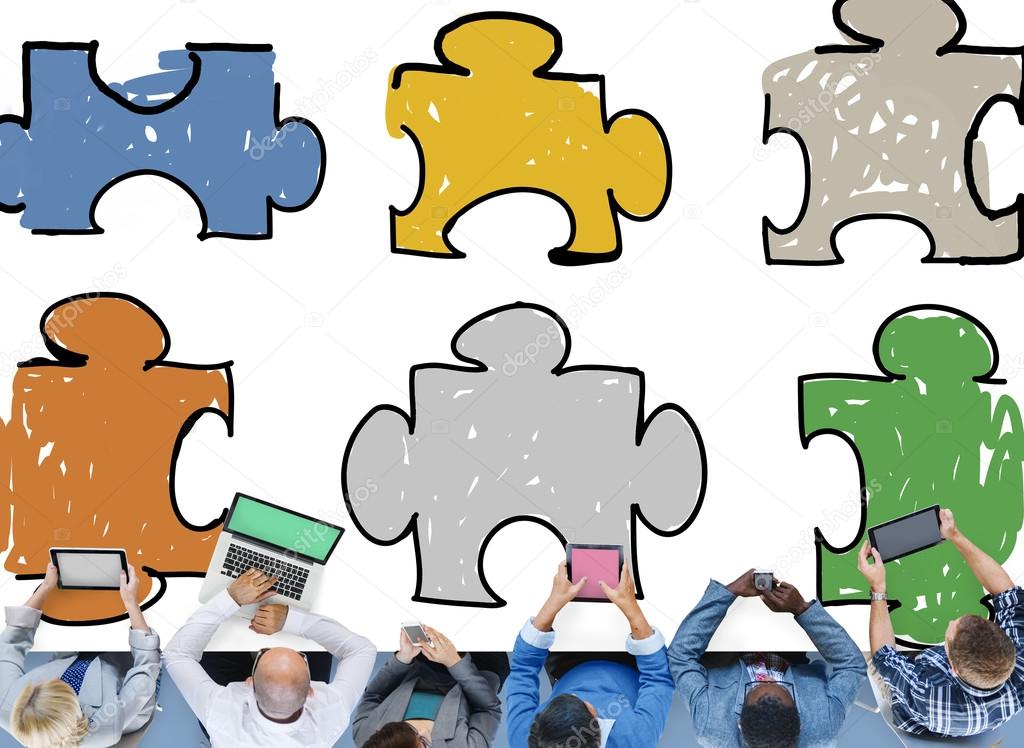 Jigsaw Puzzle Concepto de trabajo en equipo — Foto de stock #81714164 ...
