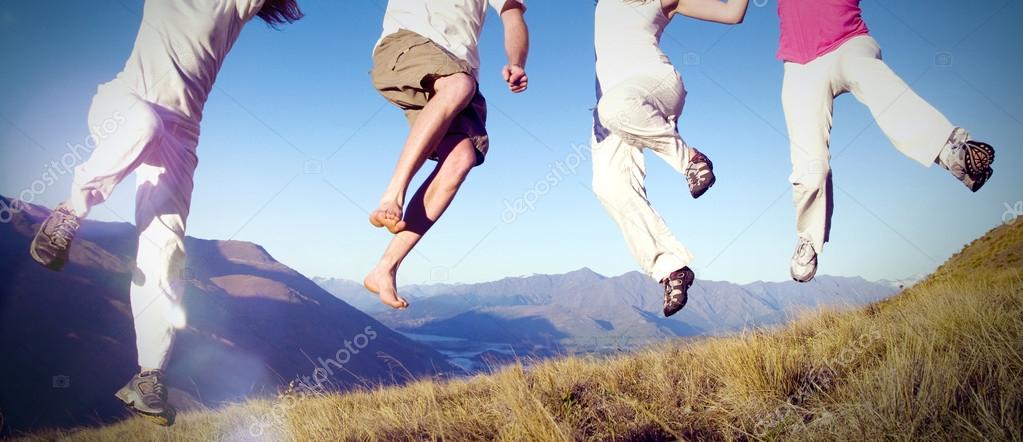 Group of young people jumping Concept Stock Photo by ©Rawpixel 84033926