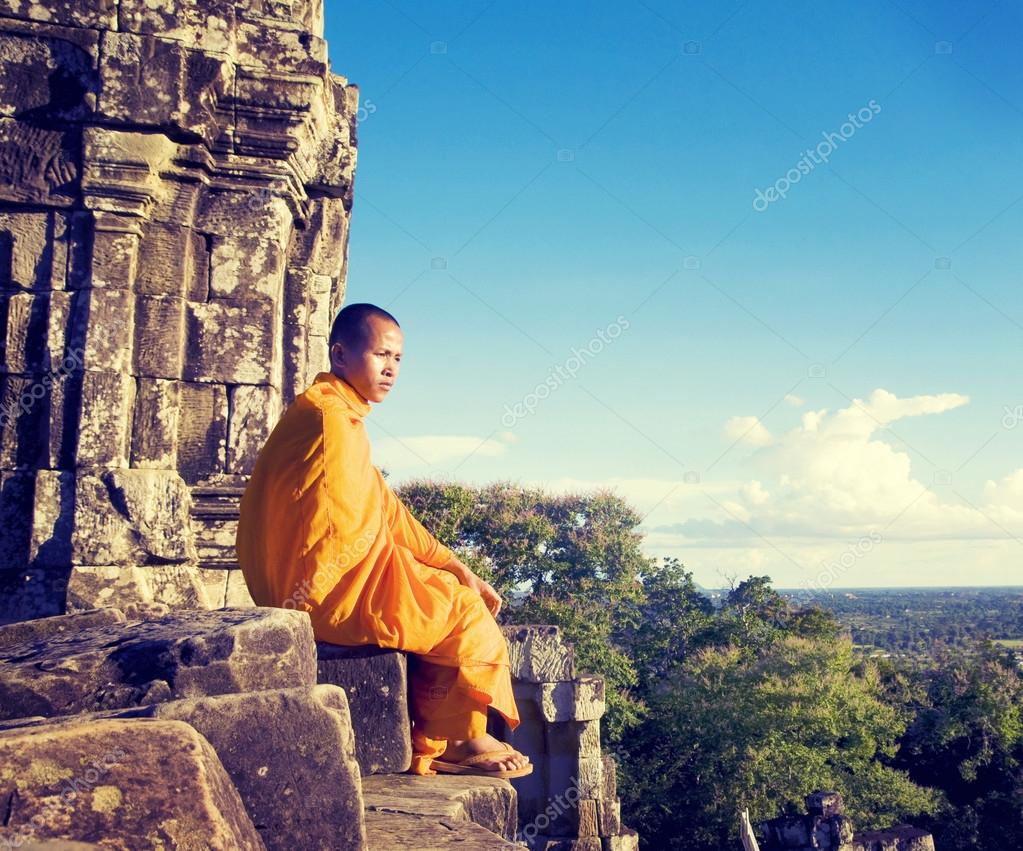 Contemplating Monk at Angkor Wat Siam Concept Stock Photo by ©Rawpixel ...