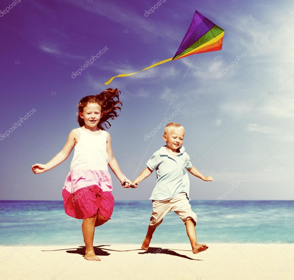 Children Playing with Kite Concept — Stock Photo © Rawpixel #86270436