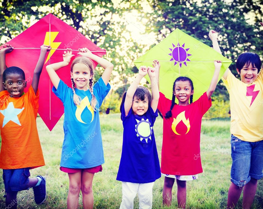 Children Playing Kite — Stock Photo © Rawpixel #88132272