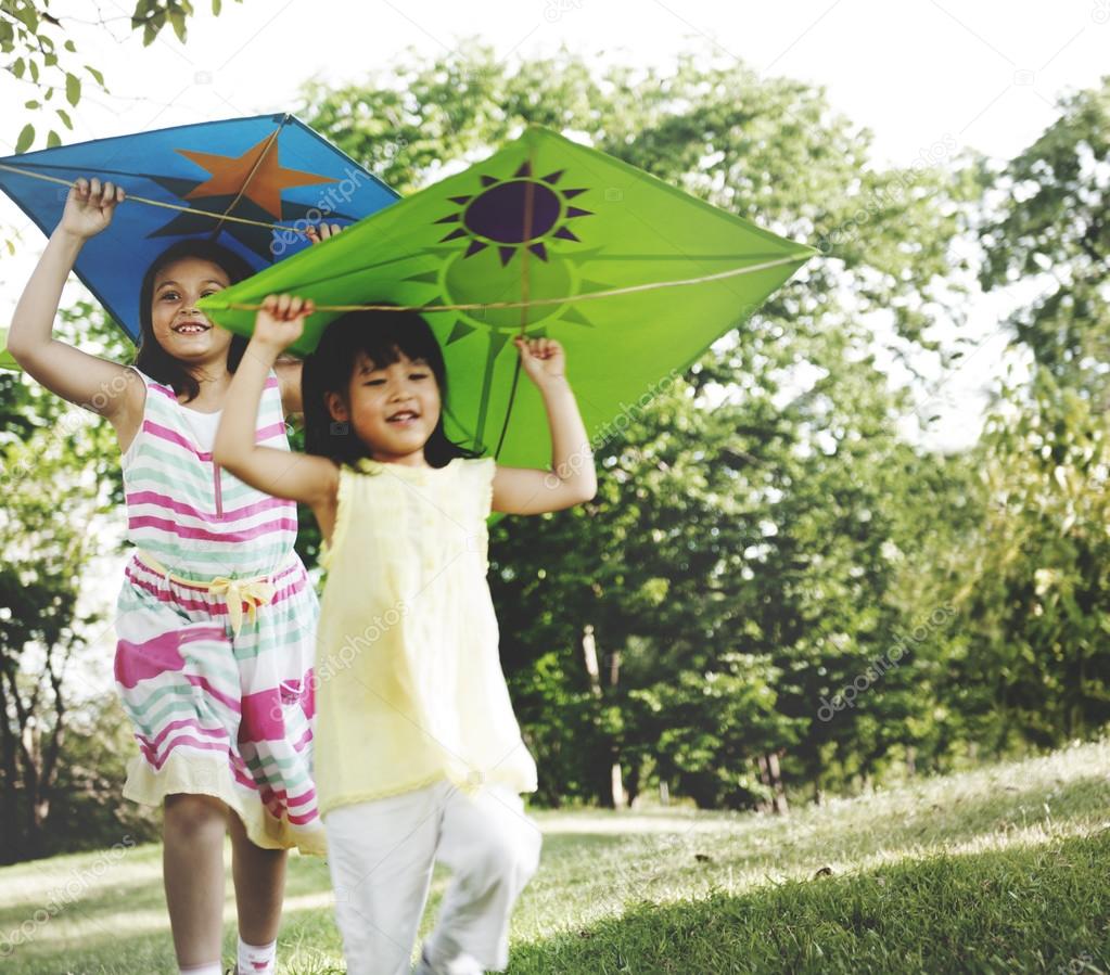 Children play with kites Stock Photo by ©Rawpixel 99772500