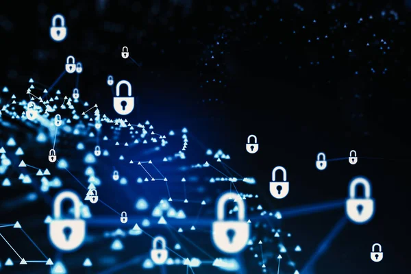 Immersive cyber security interface and data protection on blue Stock ...