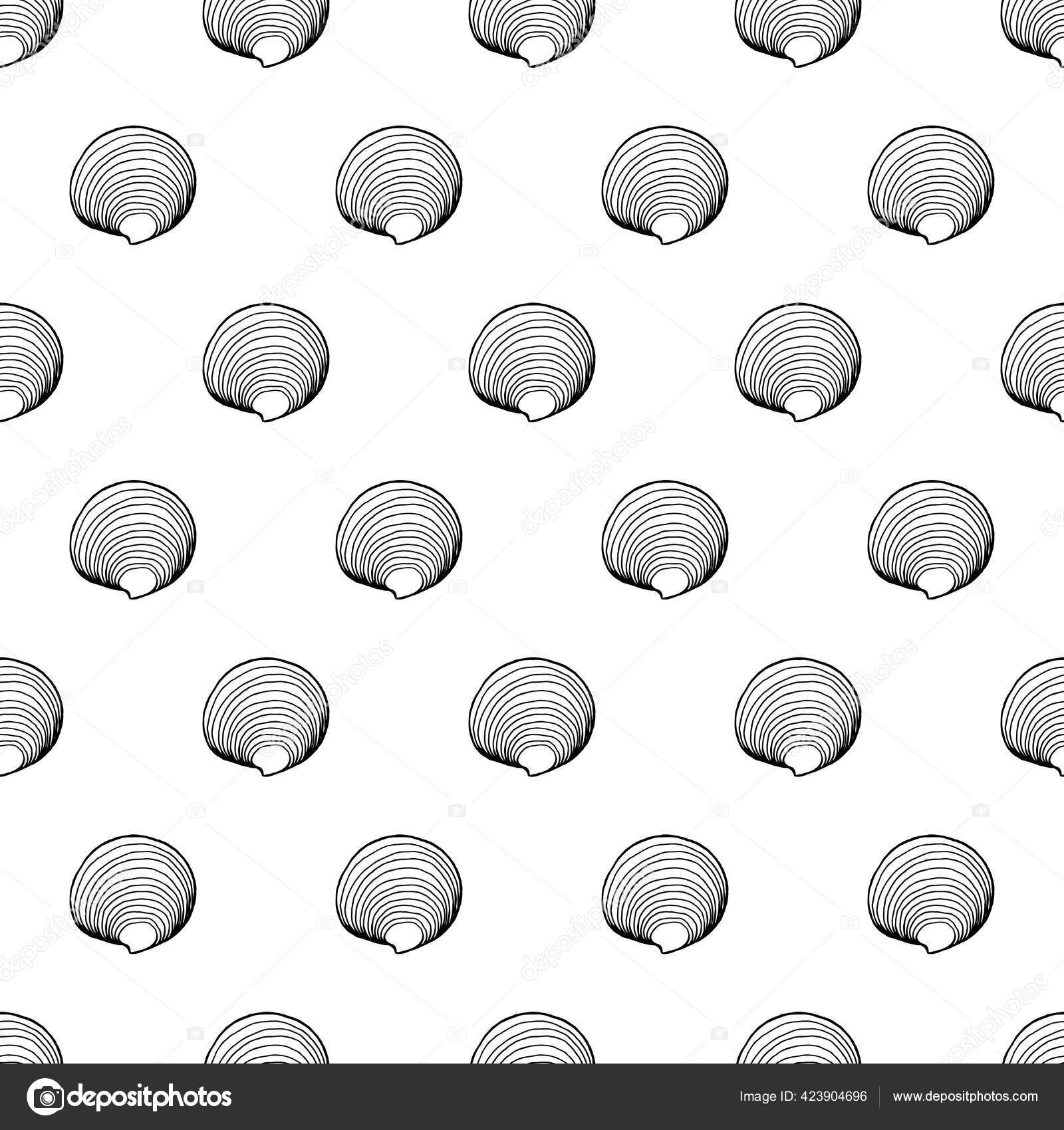 Seamless Pattern Seashells Marine Background Hand Drawn Vector ...