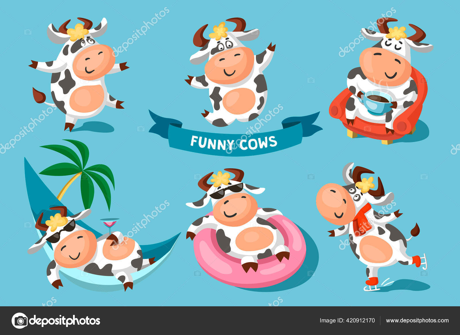 Imágenes Divertidas De Vacas Vacas Divertidas Ilustración Del