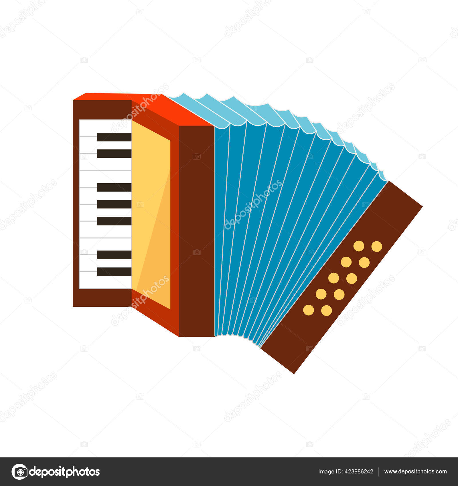 Acordeón Azul Rojo Dibujos Animados Ilustración Vectorial Aislada Sobre ...